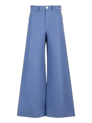Marni Cotton Drill Wide-leg Trousers - Blue