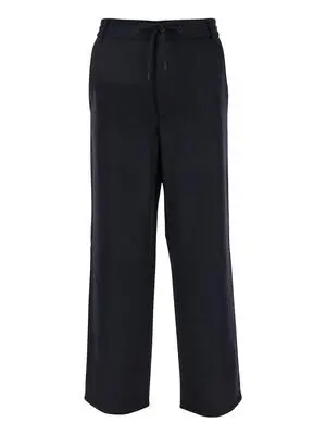 Moncler Moncler Men Blue Pants With Drawstring Elastic Waist And Logo Patch On The Rear In Wool Man Multicolor