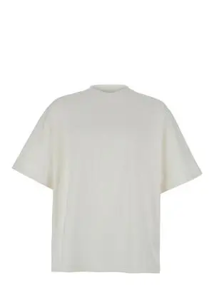 JIL SANDER White Crewneck T-shirt With Front Logo Print In Cotton - Multicolor