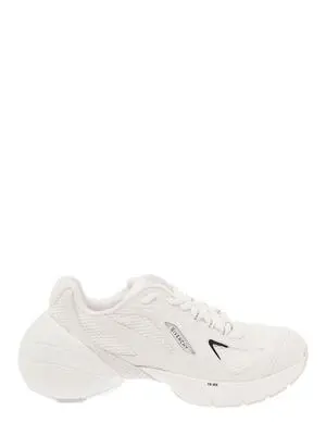 Givenchy Tk-mx' White Low Top Sneakers With Side Logo Print In Mesh And Faux Leather - Multicolor