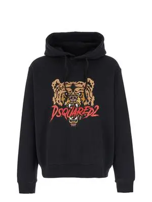 Dsquared2 DSQUARED2 Cotton Hoodie With Maxi Logo Print Multicolor