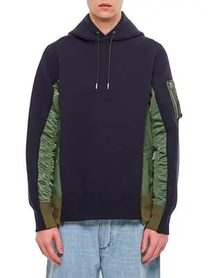 Sacai Sponge Sweat X Nylon Twill Pullover - Blue