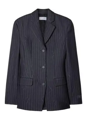 Off-White Pinstriped Blazer - Gray