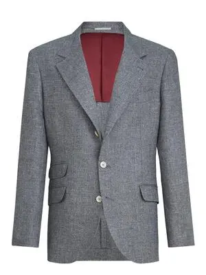 Brunello Cucinelli Silk Blend Tailored Blazer - Gray