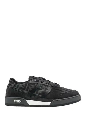 Fendi Ff Jacquard And Suede Match Sneakers - Gray