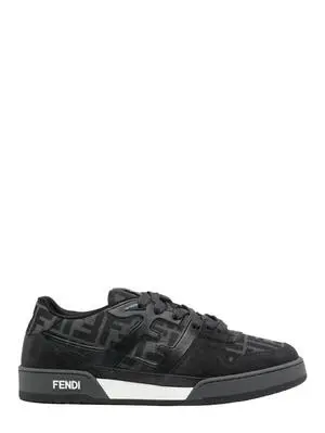 Fendi Ff Jacquard And Suede Match Sneakers - Gray