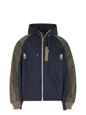 Sacai Cotton And Polyester Blend Hooded Sweatshirt - Blue