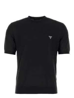 Prada Prada Men Black Wool T-Shirt Black