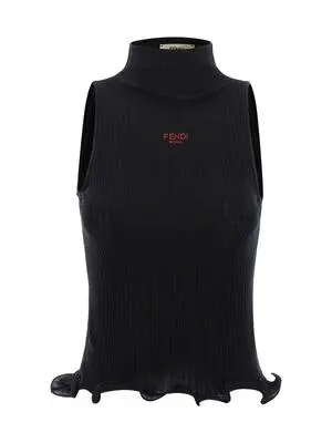 Fendi Logo Cotton Tank Top - Multicolor