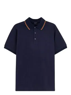 Gucci Cotton Polo With Nastro Web Detail On The Collar - Multicolor
