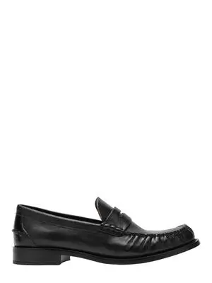 Prada Polished Leather Loafers - Black