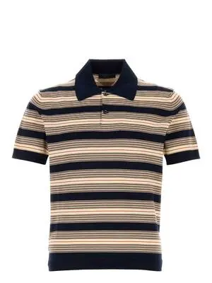 Prada Embroidered Stretch Cotton Blend Polo Shirt - Multicolor