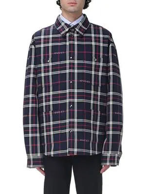 Gucci Cotton Plaid Logo Jacket - Blue