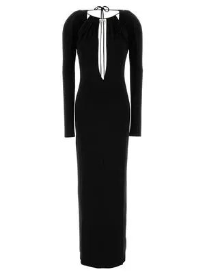 MARINE SERRE Jersey Long Dress - Black