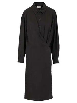 LEMAIRE Twisted Silk Blend Shirt Dress - Gray