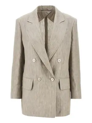 Max Mara Linen Double-breasted Jacket - Multicolor