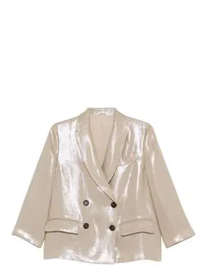 Brunello Cucinelli Linen Double-breasted Jacket - Multicolor