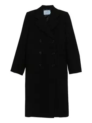Prada Virgin Wool Double-breasted Coat - Black