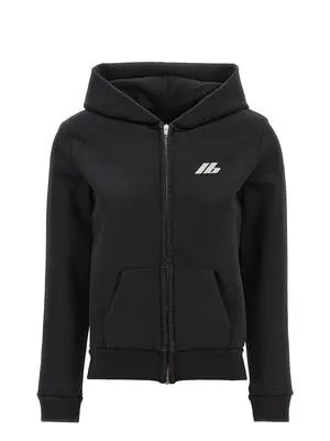 Balenciaga Logo Print Zip Up Hoodie - Black