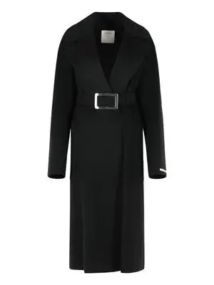 Sportmax Cose Robe Coat In Pure Virgin Wool - Black