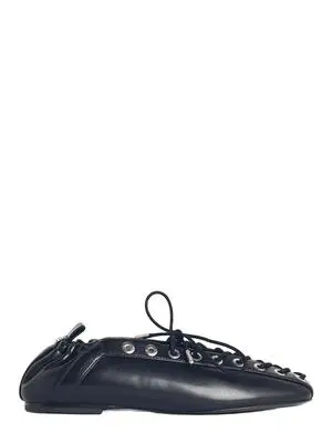 GANNI GANNI Lace-Up Oleatex Ballet Flats Black