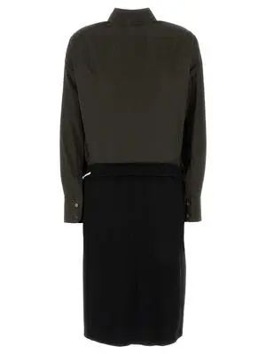 MAISON MARGIELA Two-tone Poplin And Wool Shirt Dress - Multicolor