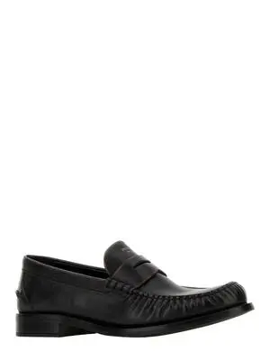 Prada Brushed Leather Loafers - Black