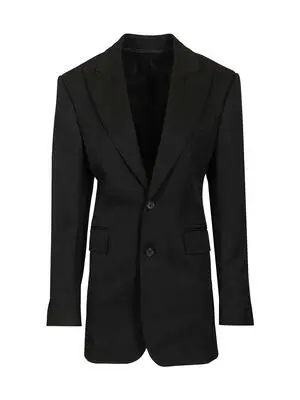 Celine Diagonal Wool Column Jacket - Black