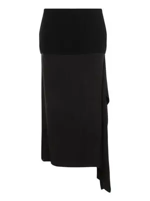 JIL SANDER Wool Midi Skirt - Black