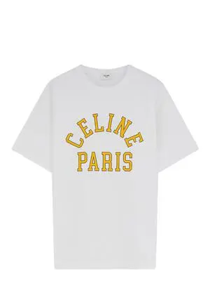 Celine Cotton T-shirt With Front Logo Print - Multicolor