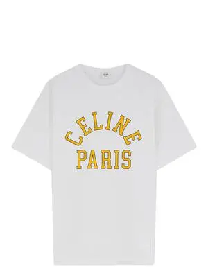 Celine Cotton T-shirt With Front Logo Print - Multicolor