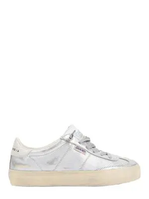 GOLDEN GOOSE Metallic Leather Lace-up Sneakers - Silver