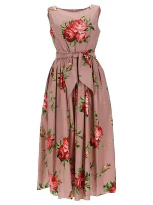 Dolce & Gabbana Rose Bouquet Print Midi Dress - Pink