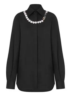 Moschino Embellished Collar Long Sleeve Shirt - Black
