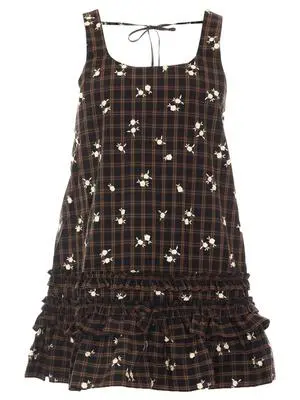 GANNI Check Dress - Brown