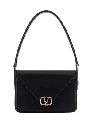 Valentino Garavani Leather Vlogo Shoulder Bag - Black