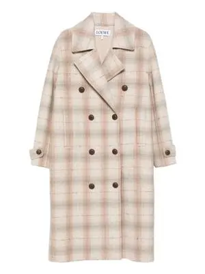 Loewe Wool And Cashmere Double-breasted Coat - Multicolor