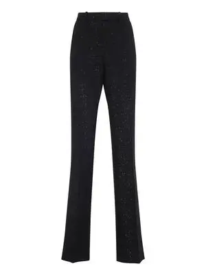TOM FORD Wool Sequin Straight Leg Trousers - Black