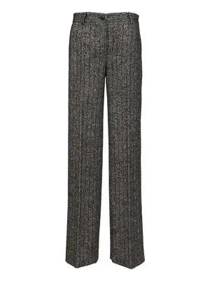Dolce & Gabbana Striped Wool Blend Trousers - Gray