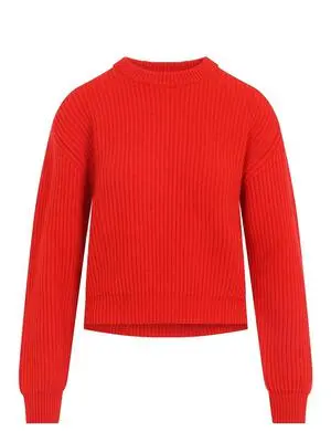 JIL SANDER Ribbed Knit Sweater - Red