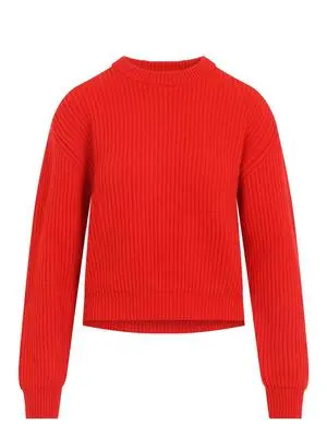 JIL SANDER JIL SANDER Ribbed Knit Sweater Red