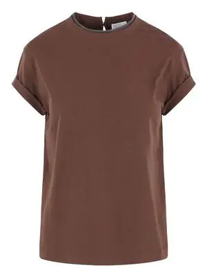 Brunello Cucinelli Stretch Cotton Jersey T-shirt - Brown