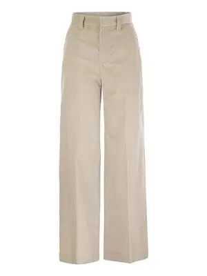 Brunello Cucinelli BRUNELLO CUCINELLI Fluid Corduroy Sartorial Track Trousers With Jewellery Multicolor