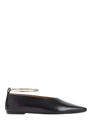 JIL SANDER Leather Ring Ballerina Shoes - Black