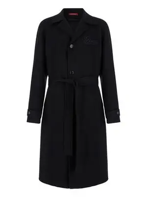 Gucci Black Single-breasted Coat With Wide Notched Revers And Belt In Wool - Multicolor