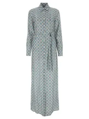 Prada Printed Silk Shirt Dress - Multicolor