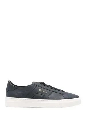 Santoni Grained Leather Low-top Sneakers - Blue