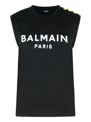 Balmain Cotton Tank Top - Black