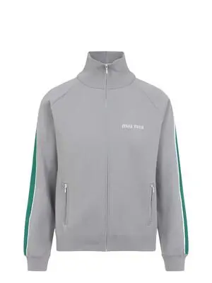 Miu Miu MIU MIU Logo Nylon Cardigan Multicolor