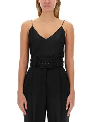 Max Mara Metello Silk V Neck Camisole Top - Black